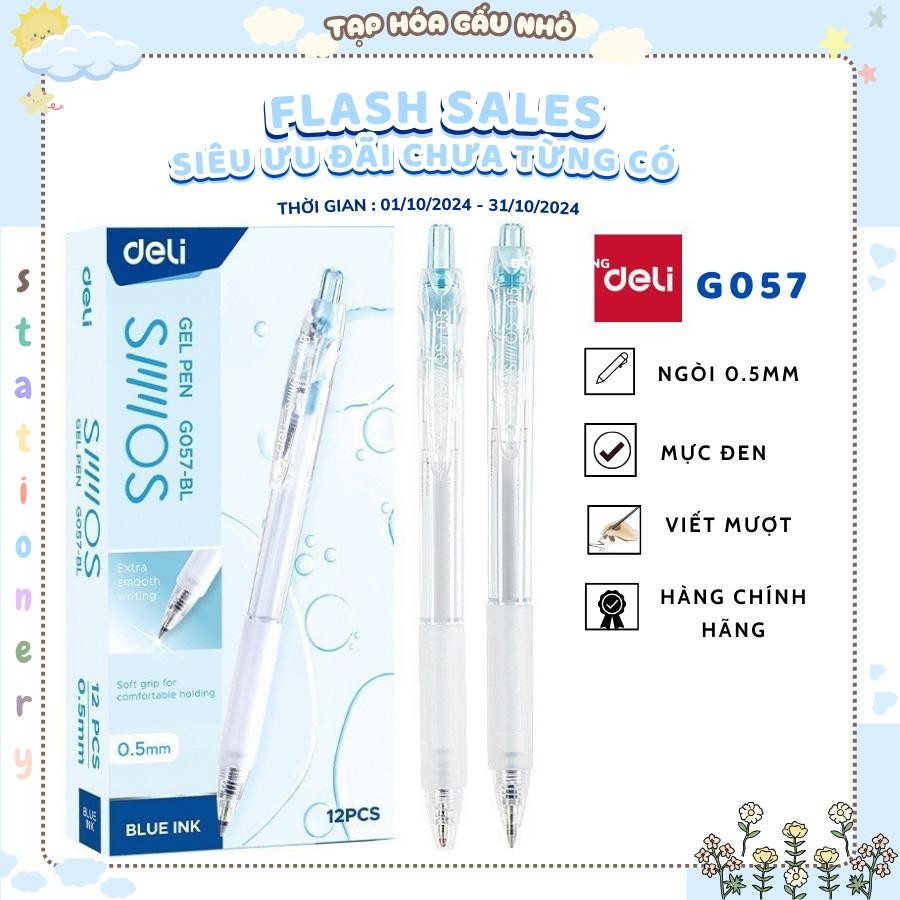 Bút Gel Deli G057 Mực Xanh Soft Grip 0.5mm Khô Nhanh | Shopee Việt Nam