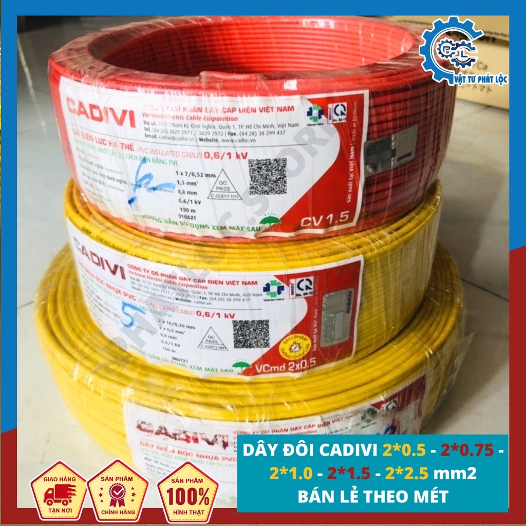 [Bán lẻ theo 1 mét] Dây điện đôi mềm VCMD CADIVI / 2x0.5 - 2x0.75 - 2x1 ...