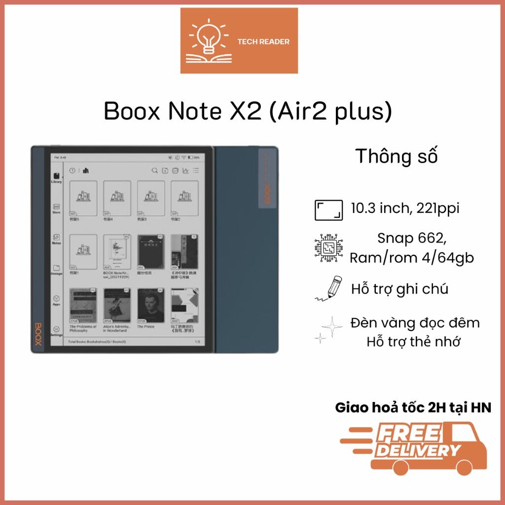 Boox Note X2 Boox Note Air 2 plus Likenew - Hàng nhập khẩu Tặng kèm bút bao da chính hãng ...