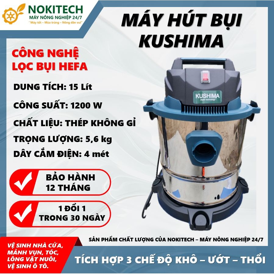 Máy hút bụi đa năng KUSHIMA KH600 - 1200W, motor lõi đồng, hút bụi nước ...