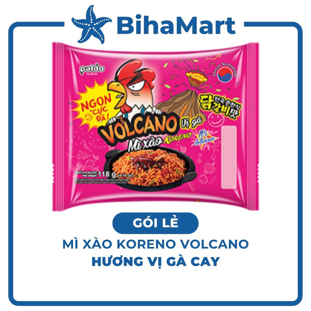 [GÓI LẺ] - PALDO - Mì xào Koreno Volcano Gà cay, Mì xào khô gà cay ...