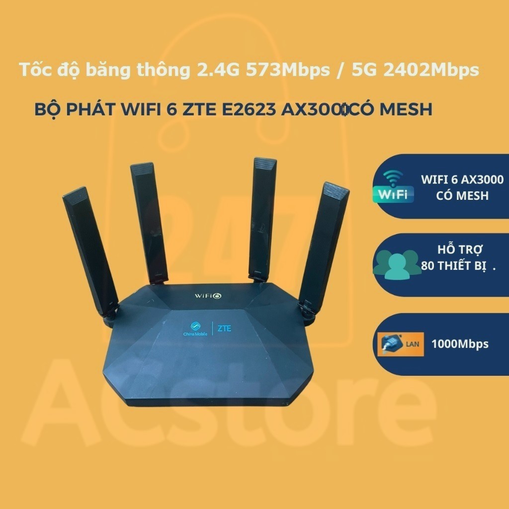 Bộ Phát Router Wifi6 ZTE E2623 chuẩn AX3000 Mbps - Có MESH 2 Băng Tần ...