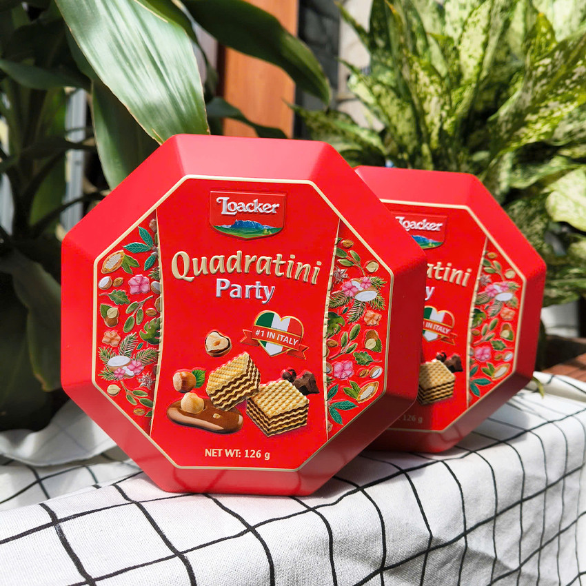 Bánh Xốp Loacker Quadratini Party 126g, Hộp Thiếc Lục Giác Nhỏ Gói Quà, Làm Quà Tặng B236 ...