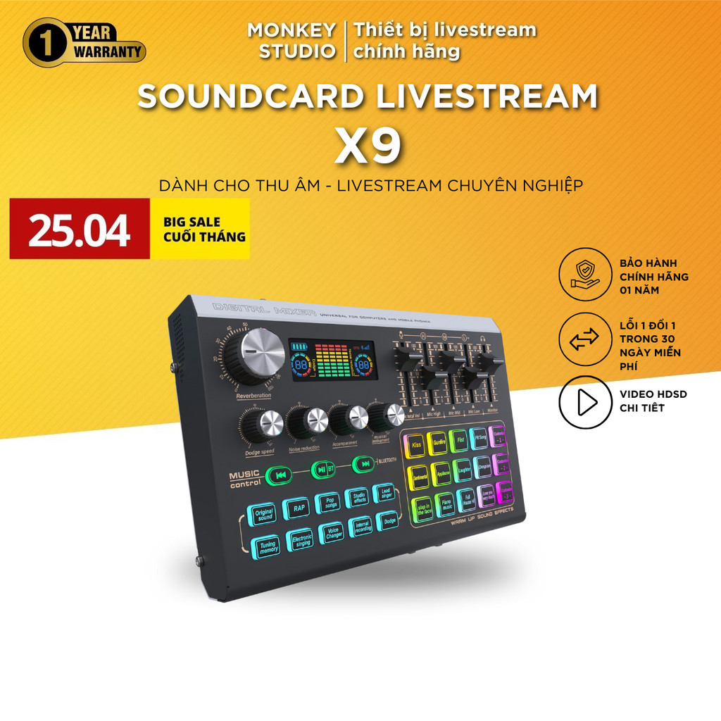 Sound Card X9 Chính Hãng Dành Cho Thu Âm, Hát Livestream, Monkey Studio ...