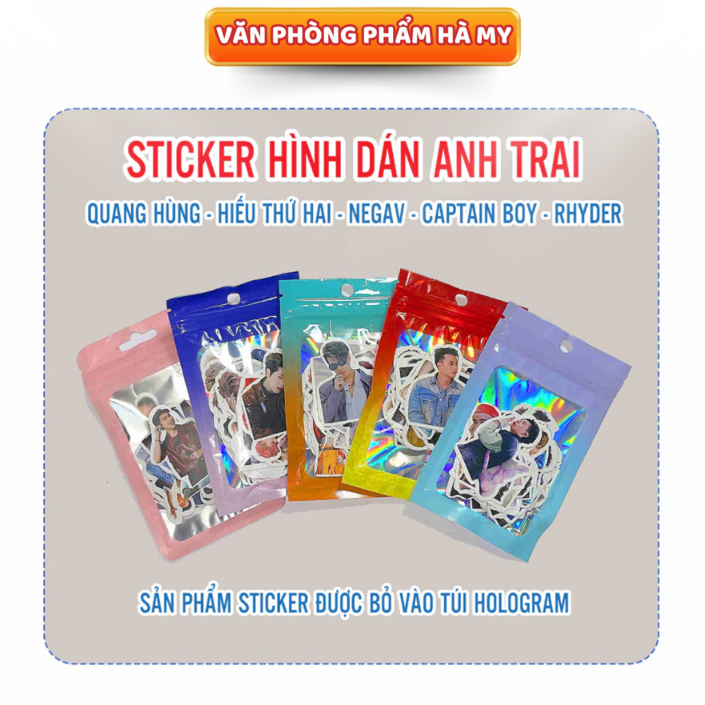 Set 50 Sticker Anh Trai Say Hi + Túi Hologram (Quang Hùng, Hiếu Thứ Hai ...