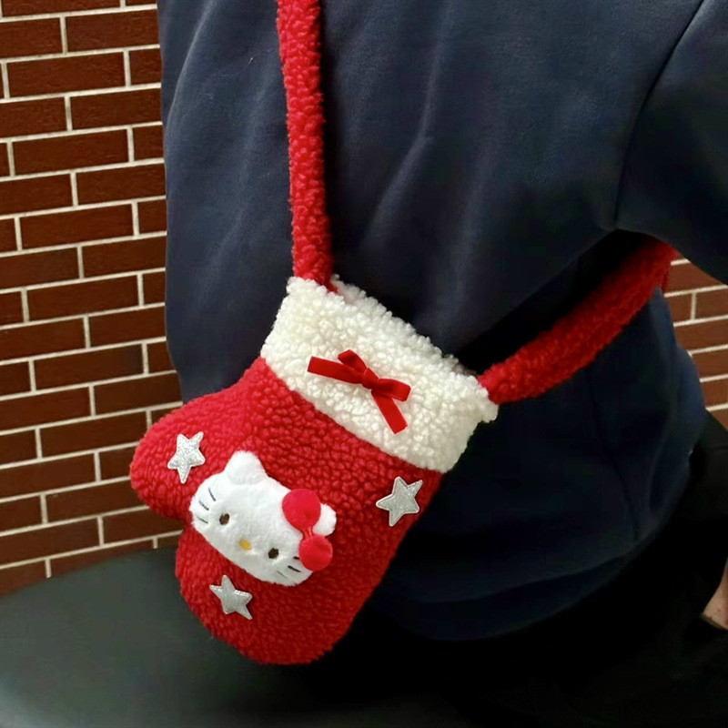 Hello Kitty Túi Giáng Sinh Năm Mới Màu Đỏ Hoạt Hình Túi mini Găng Tay ...