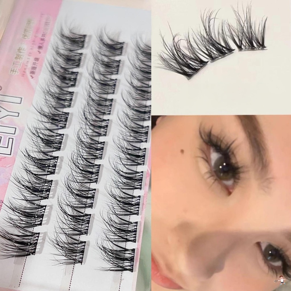 Lông mi giả thực tế không có keo Kết hợp chiều dài Cụm mi nhìn tự nhiên ...
