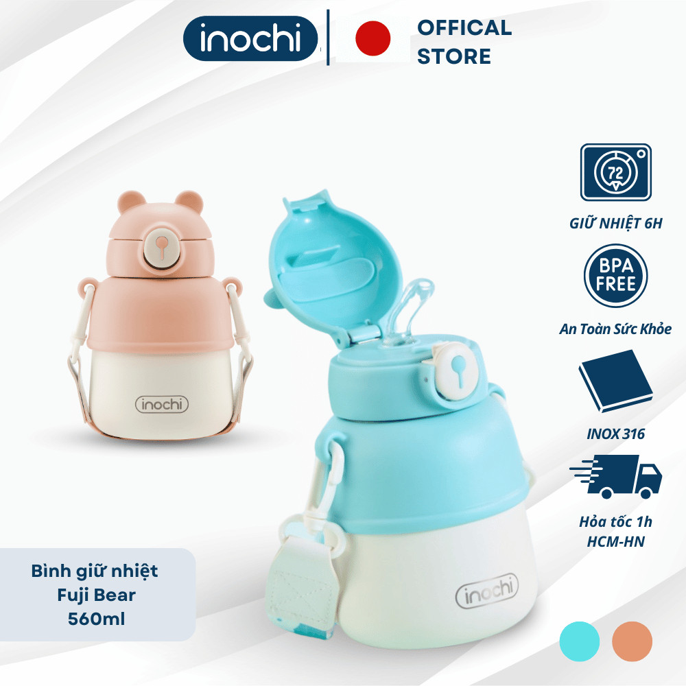 Bình nước giữ nhiệt, Bình nước inochi Fuji Bear 560ml Chất liệu Inox ...