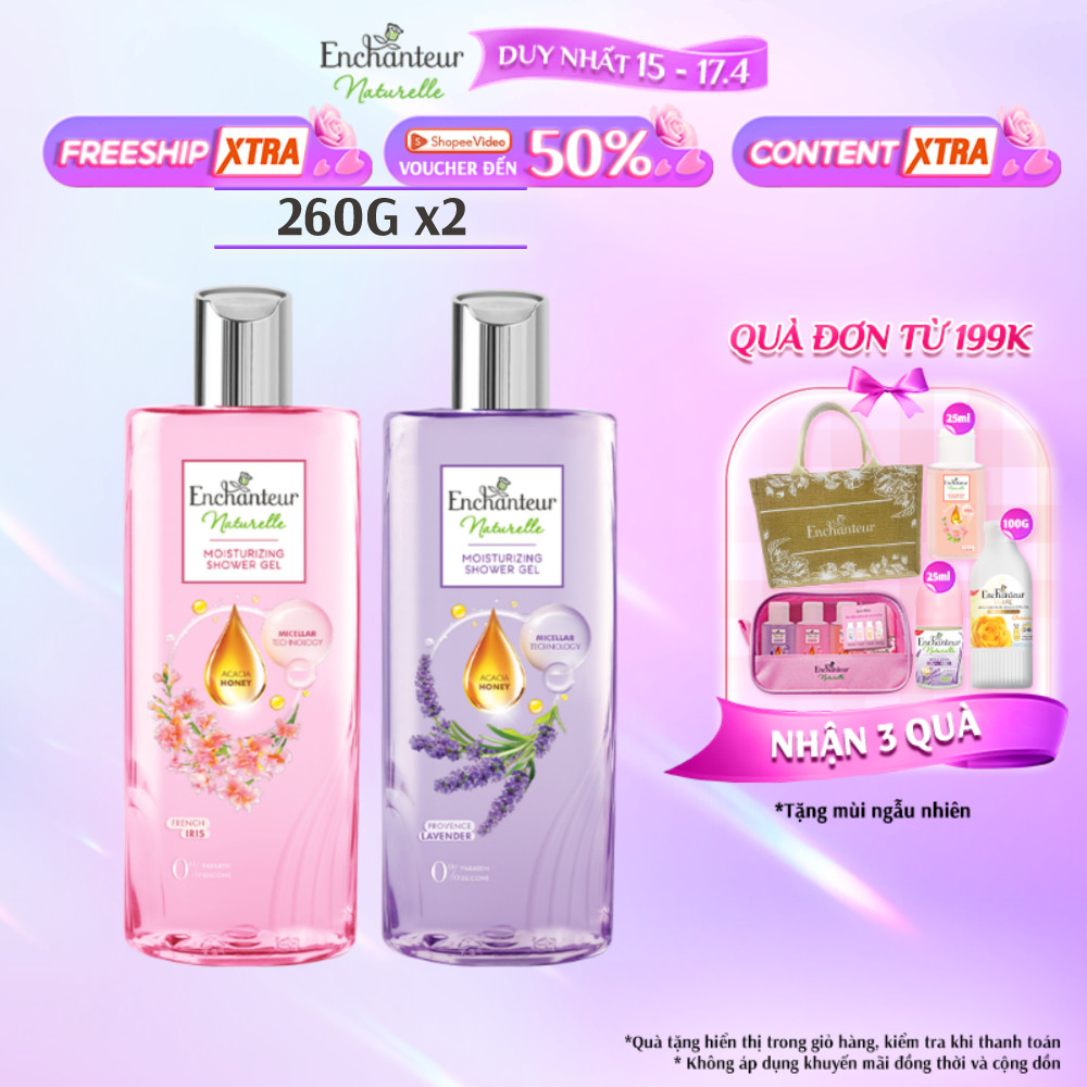 Combo 2 Sữa tắm dưỡng da thiên nhiên Enchanteur Naturelle ( 260g x 2 ) | Shopee Việt Nam