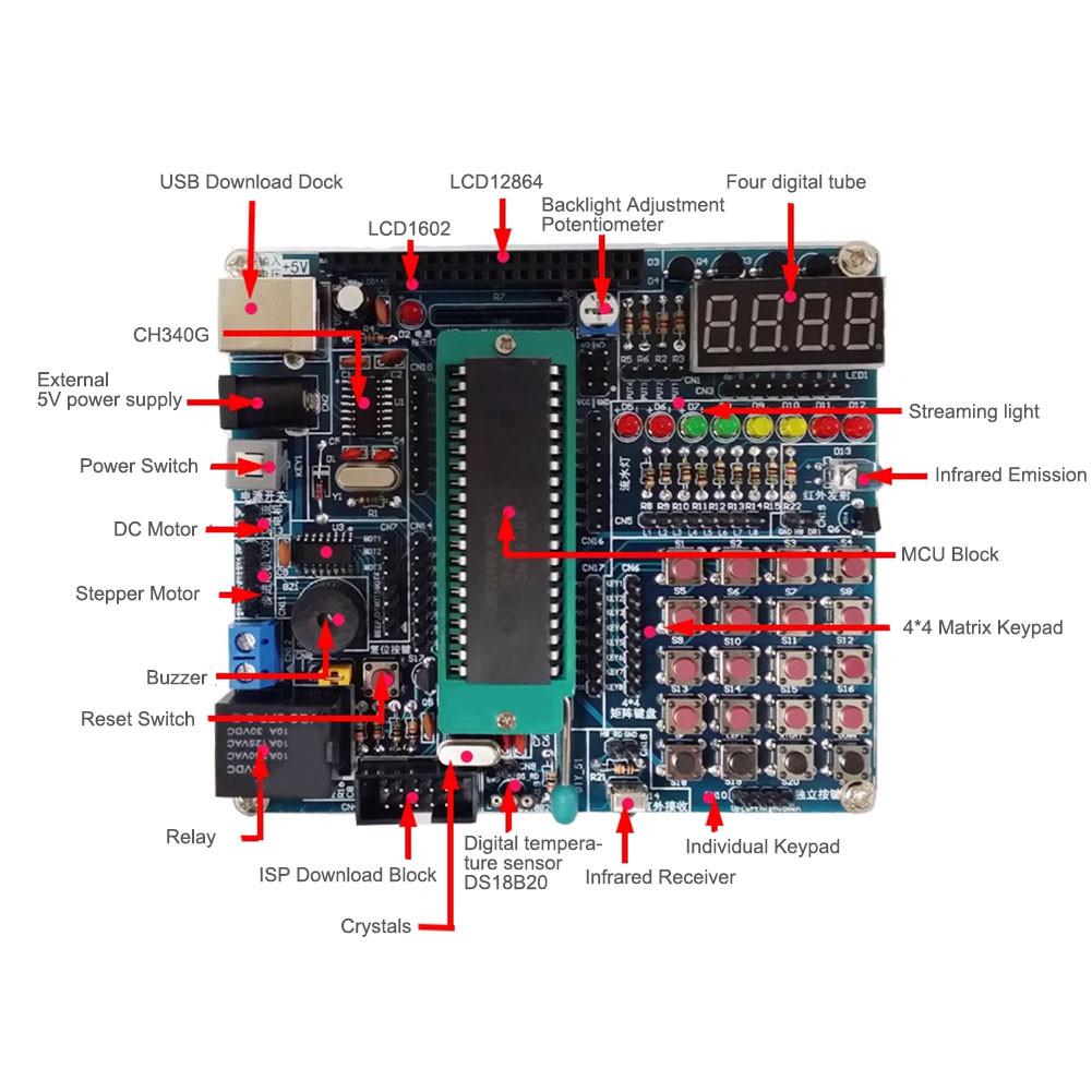 51 Bảng Phát Triển Vi Điều Khiển STC89C52 DIY Bảng Học Bộ Phụ Kiện | Shopee Việt Nam