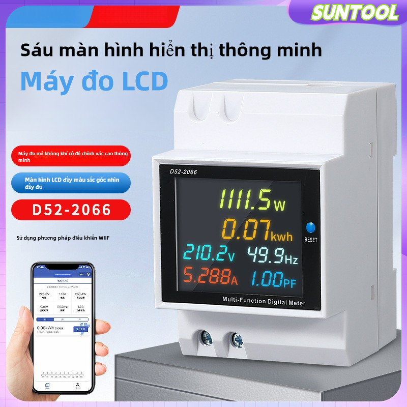 SUNTOOL AC Màn Hình 6 Trong 1 KWh Công Suất Đo Tần Số 110V 220V 380V ...