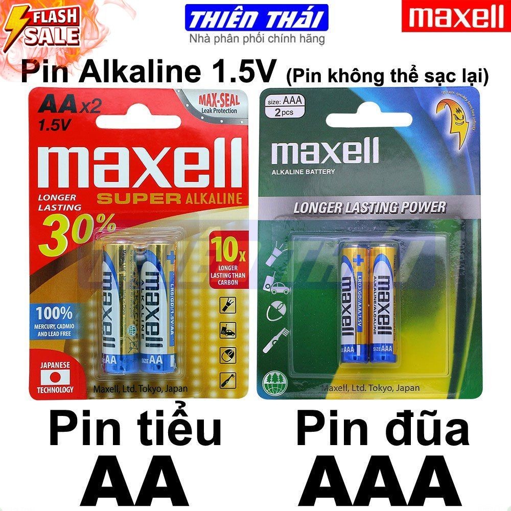 Pin tiểu pin đũa Maxell 1.5V,alkaline(kiềm),AA(LR6),AAA(LR03) | Shopee ...