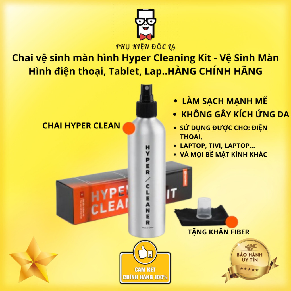 [TẶNG KHĂN FIBER]Chai vệ sinh màn hình Hyper Cleaning Kit - Vệ Sinh Màn Hình điện thoại, Tablet ...