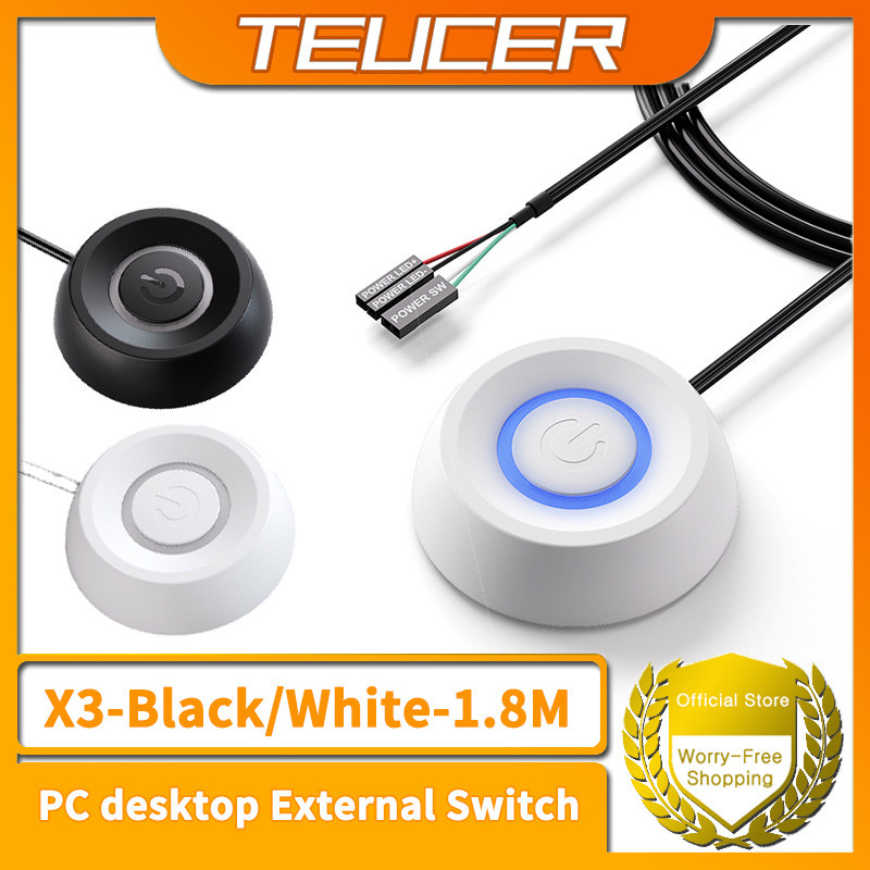 Teucer X3 1.8m Cáp Máy Tính Để Bàn Công Tắc Nguồn Có Đèn LED Bo Mạch Chủ PC Khởi Động Bên Ngoài ...