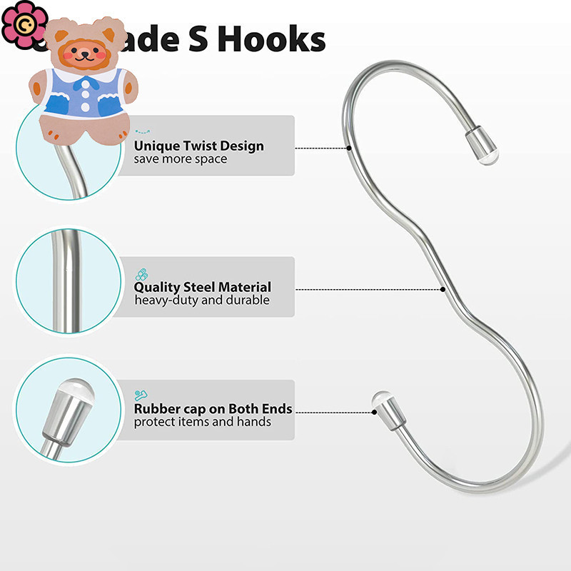 12 Pack Handbag Hook Organizer Metal S Shape Hooks Large Closet Rod ...