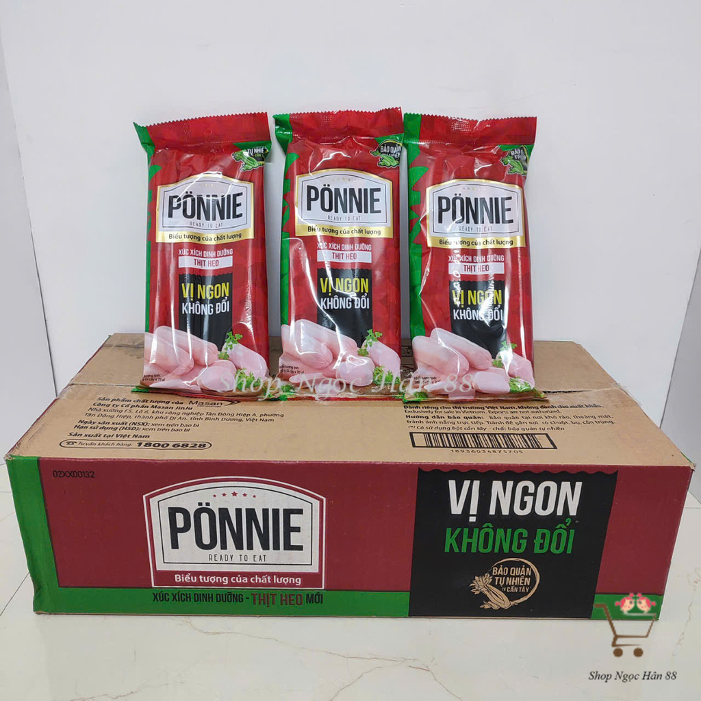 Thùng 20 gói Xúc Xích Dinh Dưỡng Ponnie Thit heo bảo quản tự nhiên từ ...