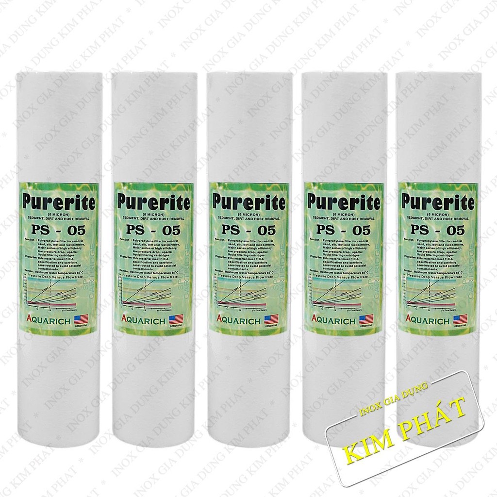 Combo 05 lõi lọc nước số 1 Purerite PS-05 (Lõi PP) 10 inch | Shopee ...