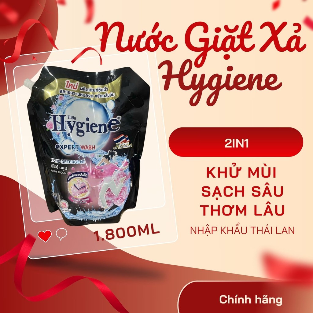 Sale Sốc - ComBo 2 Túi nước giặt Hygiene Expert Wash Hương Hoa Mẫu Đơn 1800ML | Shopee Việt Nam