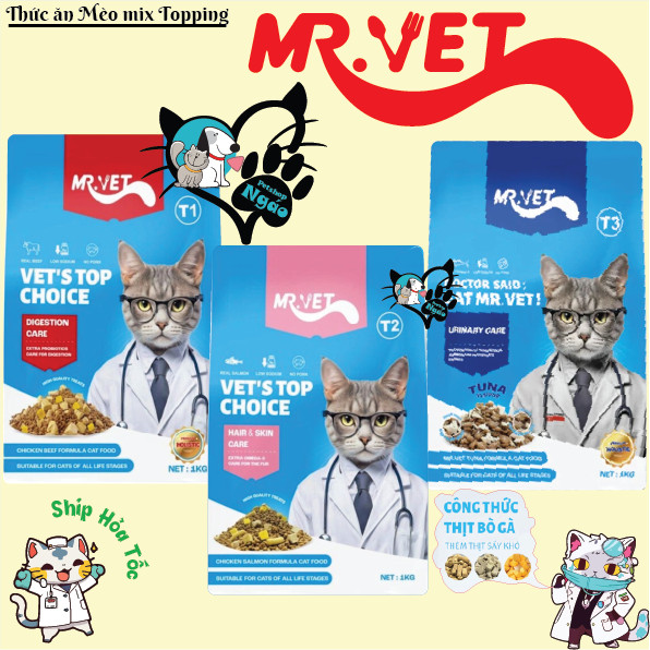 [1kg] Hạt Cho Mèo MRVET / MR.VET Holistic Với 30% Protein Kèm Topping ...