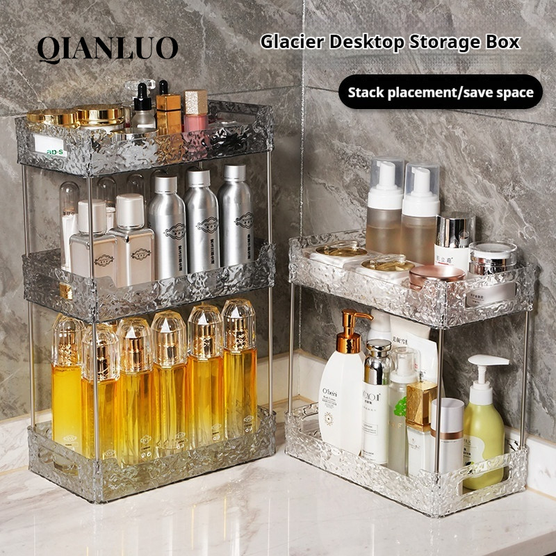 Qianluo Hộp đựng đồ để bàn hai lớp để bàn | Shopee Việt Nam