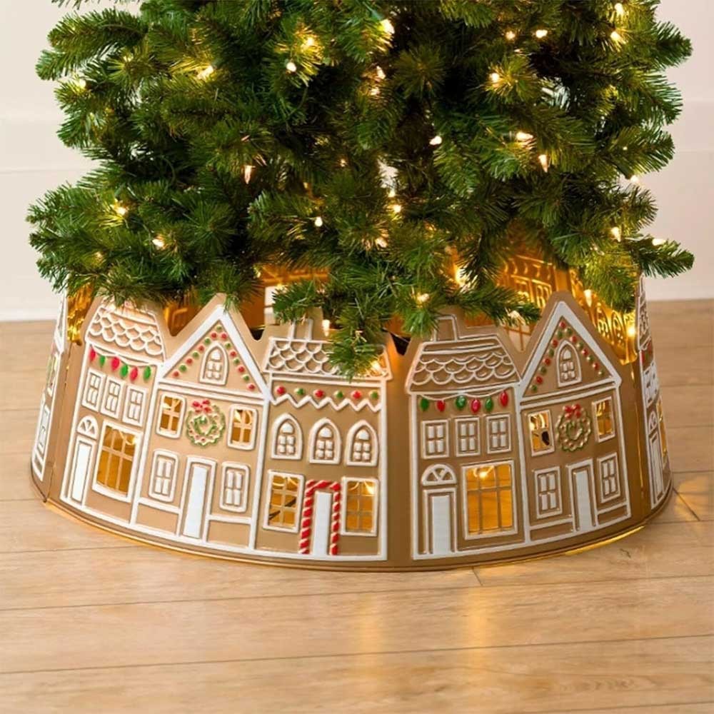 28 inch gingerbread Christmas tree collar decoration LED Christmas tree ...