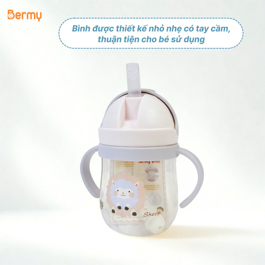 BERMY - Bình tập uống nước uống sữa chống sặc cho bé đi học 250ml ...