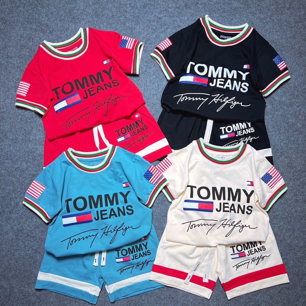 [Size 10kg-80kg] Bộ thun cotton Tommy bé trai cao cấp | Shopee Việt Nam
