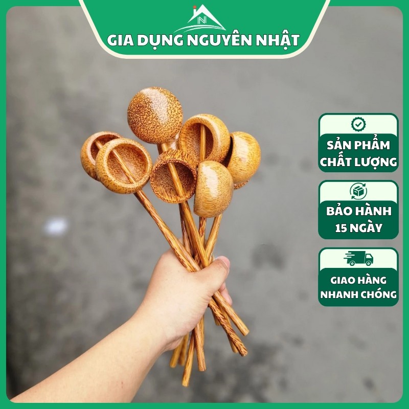 Combo 2 Cống múc rượu bằng gỗ dừa bến tre, gáo múc rượu, gáo múc nước ...