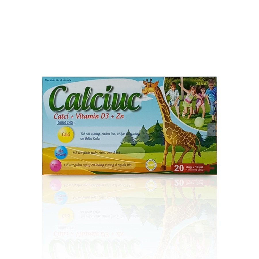 Calciuc hộp 20 ống x 10ml giúp bổ sung calci + Vitamin D3 + Zn (Hộp 20 ...