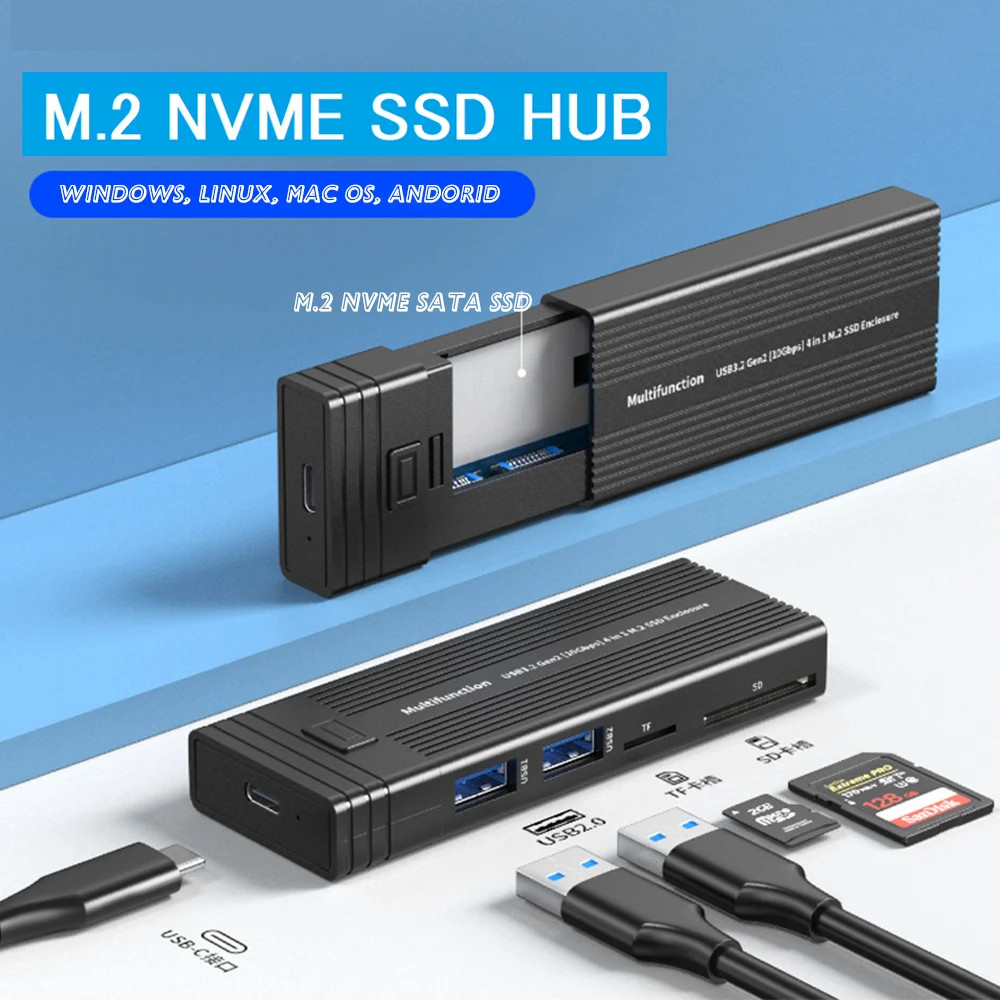 Usb C Hub M.2 NVME SATA SSD Giao Diện Adapter Loại Thông Minh Sang Dock Đầu Đọc Thẻ Bộ Chia Cho ...