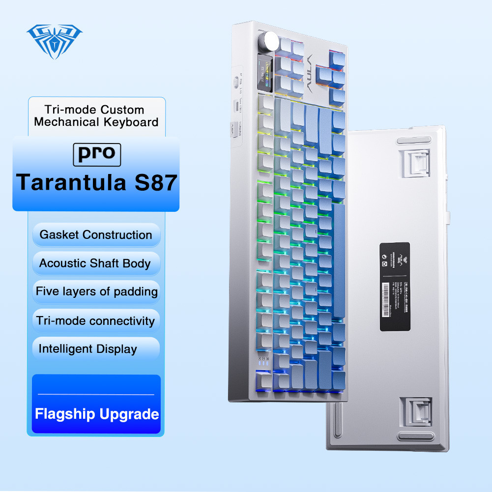 Aula S87Pro Bàn phím cơ ba chế độ Xoay nóng RGB Cấu trúc đệm Núm màn hình LCD | Shopee Việt Nam