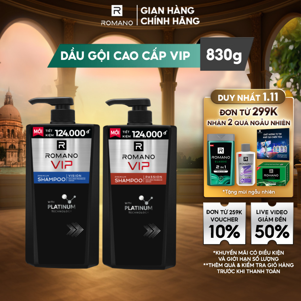 [Dung Tích Lớn] Dầu Gội Cao Cấp Romano VIP Passion / Vision mùi Hương ...