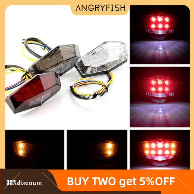 Đèn hậu phanh lái xe máy ANGRYFISH, 11 đèn LED 12V Phanh xe máy Đèn báo rẽ Đèn hậu tích hợp ...