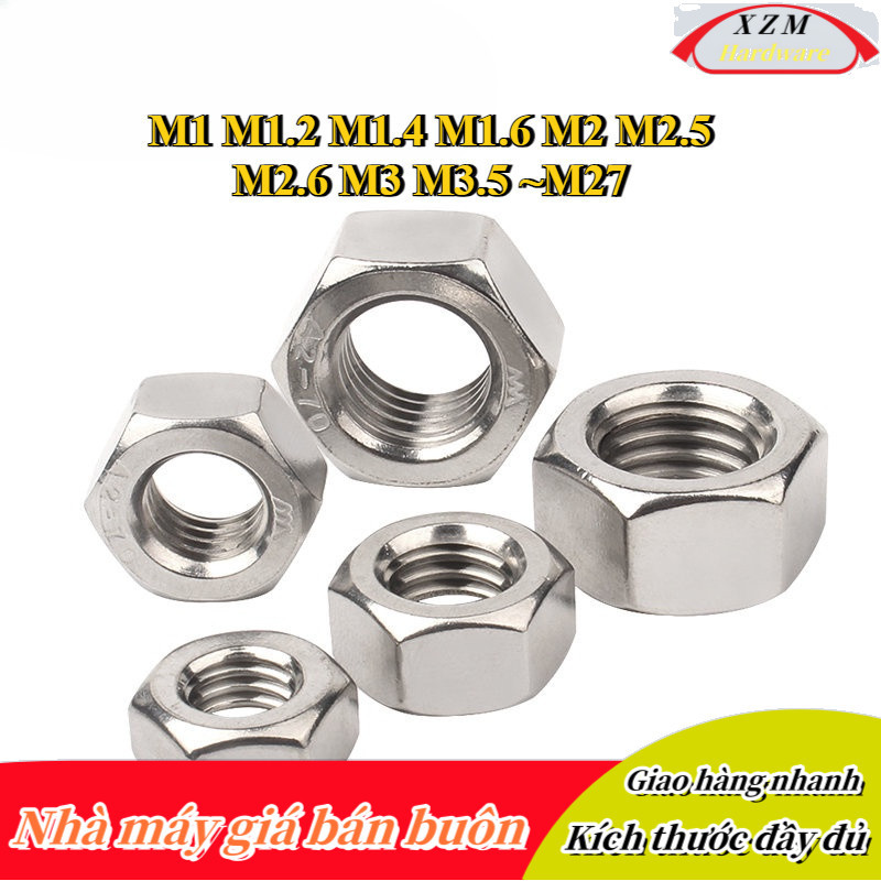 Đai Ốc, Tán Dẹp, Tán Ecu Inox 304/Đen Inox 304 Dùng Cho Bulong Loại Tốt M1 M1.2 M1.4 M1.6 M2 M2 ...