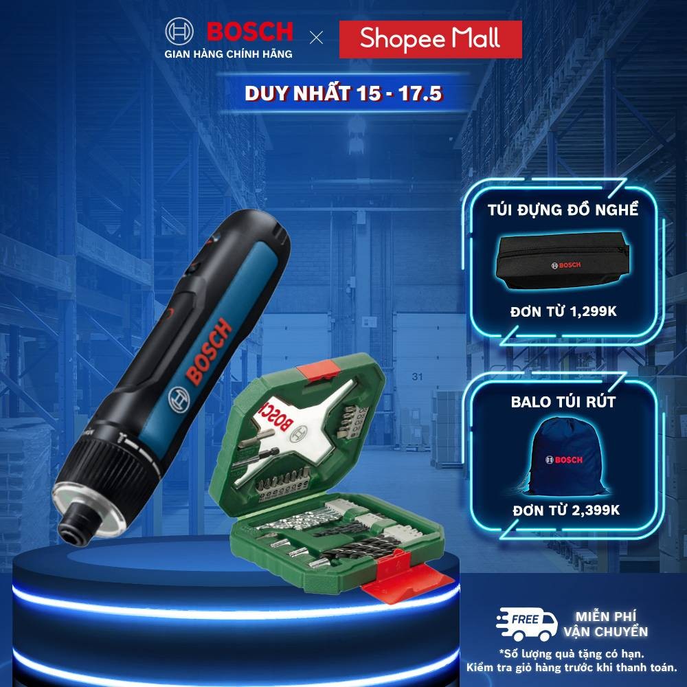 Máy vặn vít Bosch GO Gen 2 (2 mũi vít) + kèm 1 Bộ mũi khoan và vặn vít ...