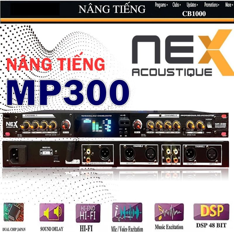 Máy Nâng tiếng Nex MP300, Có Cổng Quang + Bluetooth, Bass Mạnh, Chống ...