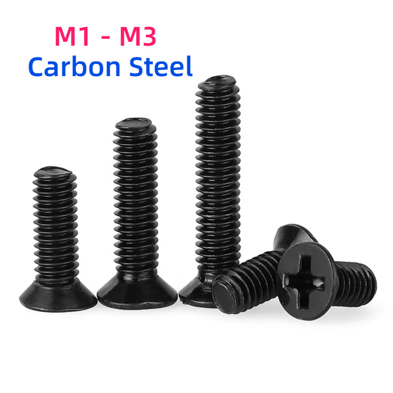 M1 M1.2 M1.4 M1.6 M2 M2.5 M3 Thép Carbon Đen Chữ Thập Phillips Flat Head Countersunk Đầu Vít ...
