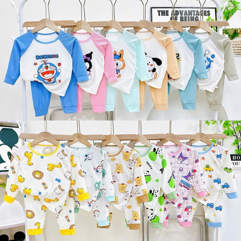 Combo 5 [ Tặng 1 Bộ Là 6 ] bộ Thu Đông Dài Tay Chất Vải Tăm Lạnh Cho Bé Trai Bé Gái Từ 4kg ...