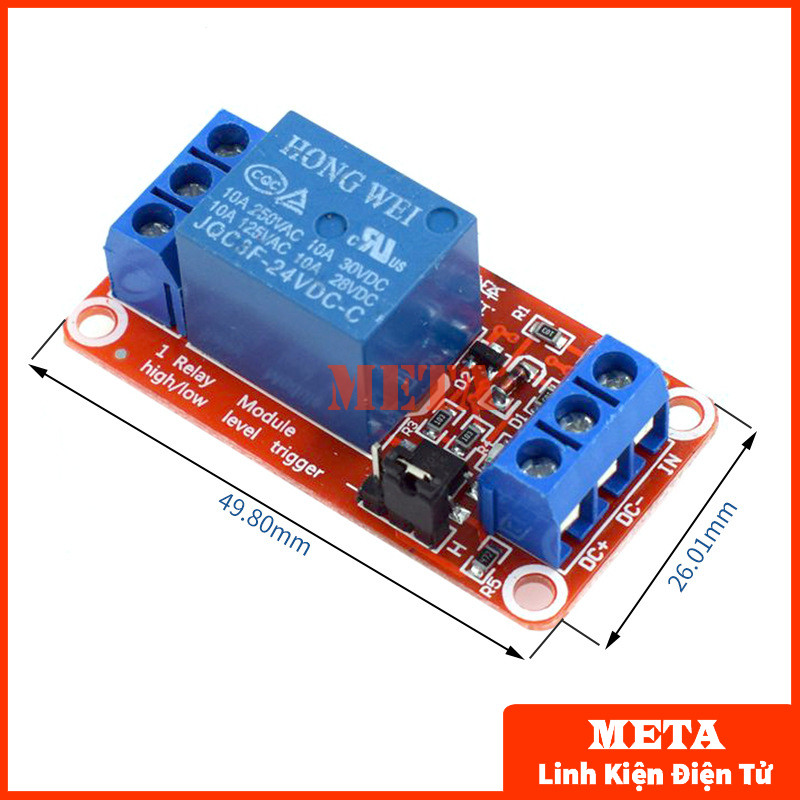 Module Relay 1 Kênh 5V 12V 24V Có Opto Cách Ly, Bảng Mạch Đỏ, Kích Mức ...