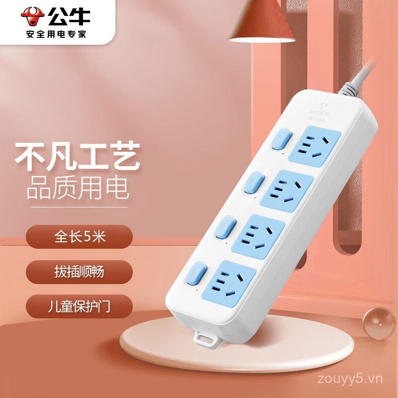 Dây nối dài ổ cắm Bull Power Strip 4 ổ cắm với điều khiển riêng, chiều ...