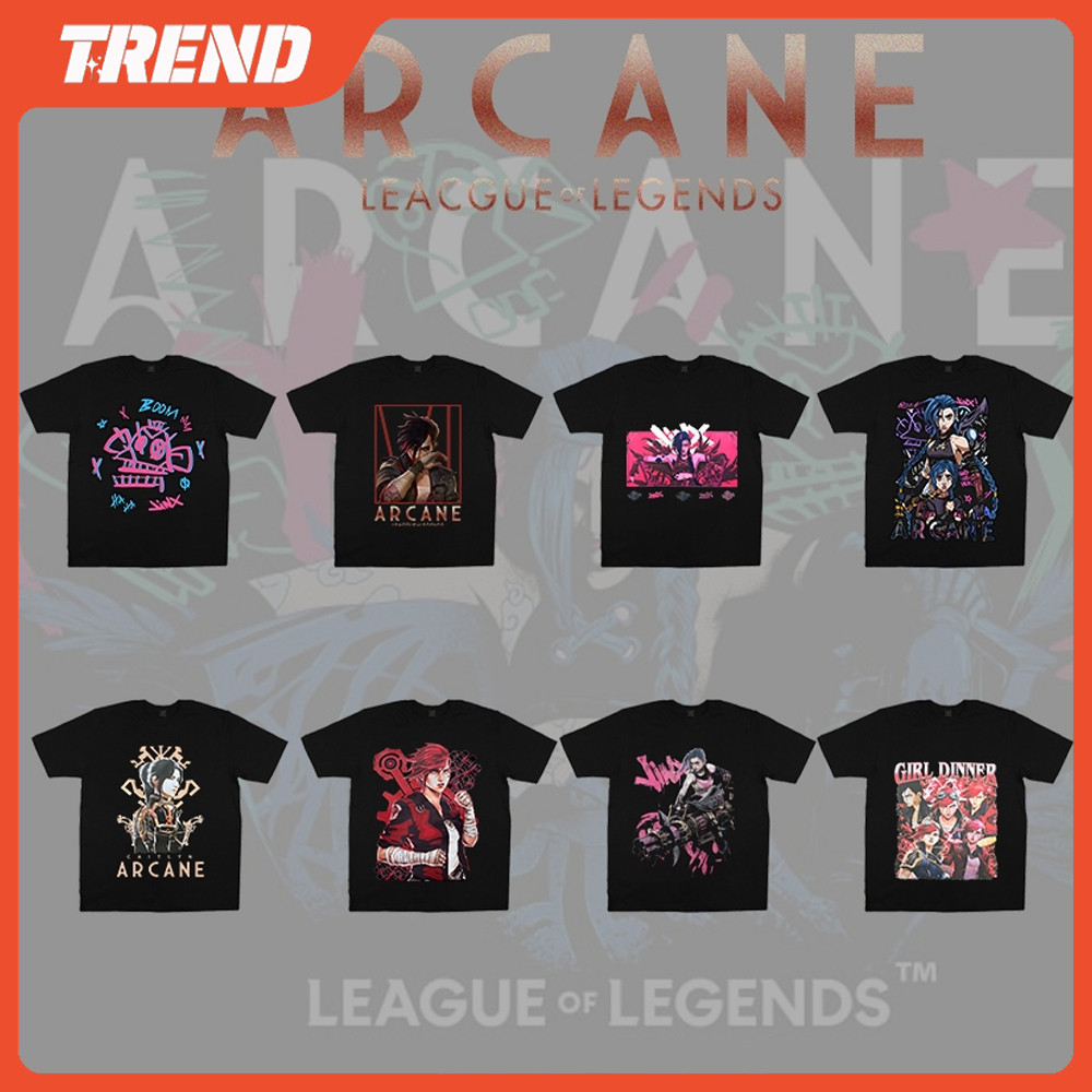 Da LEGENDS ARCANE Merch Áo thun Cotton nam nữ cỡ lớn JINX EKKO VI ...