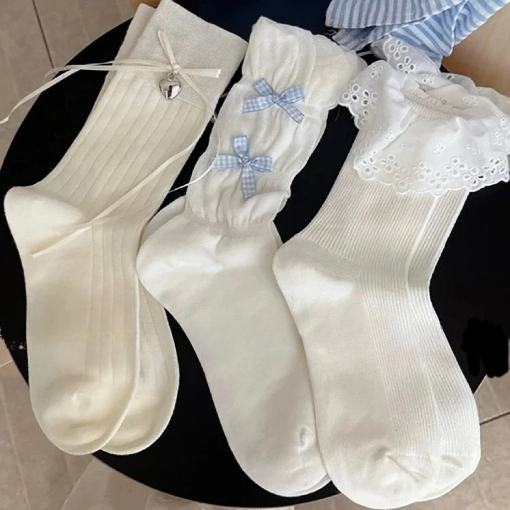 Ruy Băng Nơ Tất Nữ Cô Gái Phong Cách Mới Jk Gothic Mary Jane Ren Tất ...