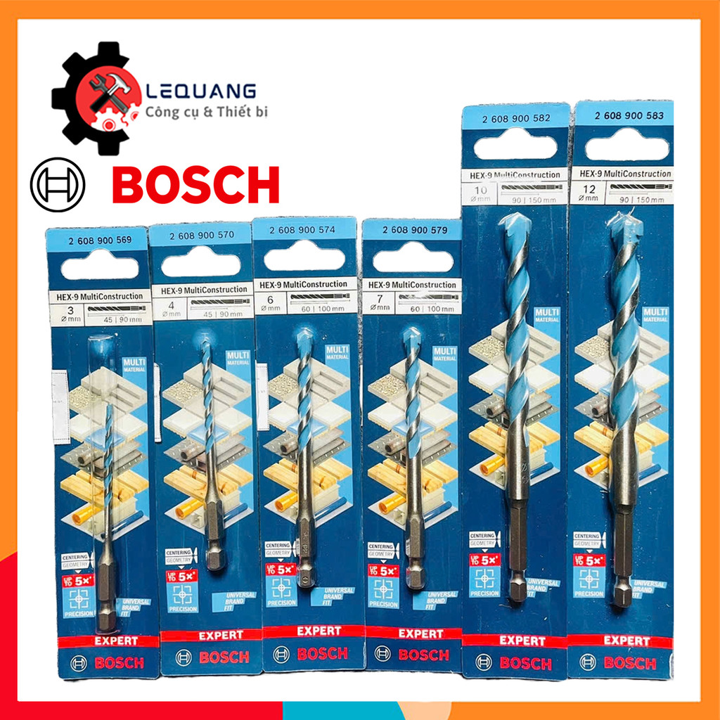 Mũi khoan BOSCH HEX-9 3-12mm đa năng: Khoan bê tông, nhôm, gỗ, tường ...