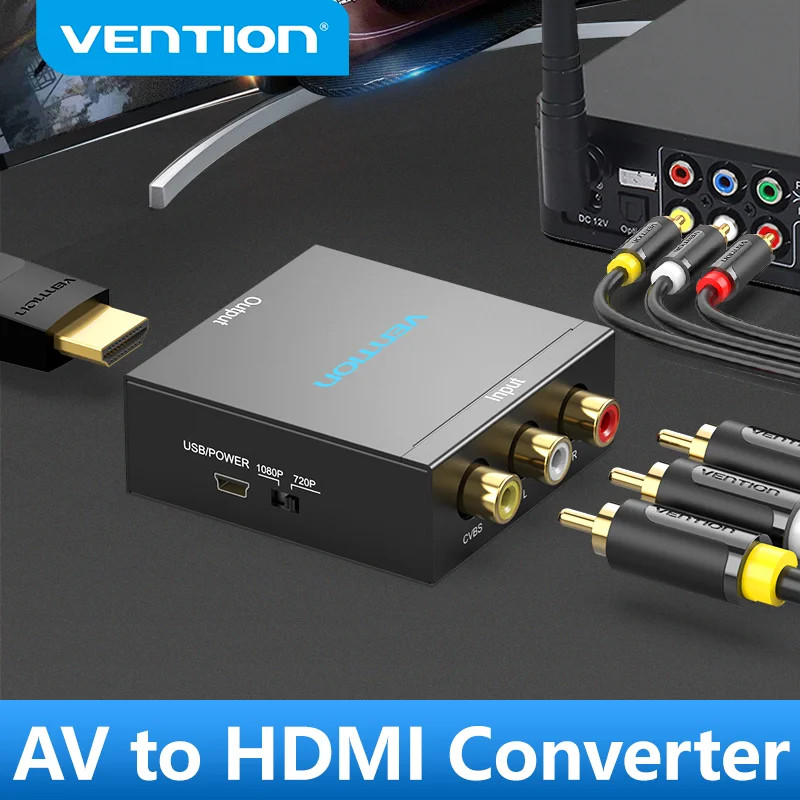 Bộ chuyển đổi Vention AV sang HDMI Bộ chuyển đổi Video HDMI sang RCA với cáp nguồn USB Mini cho ...