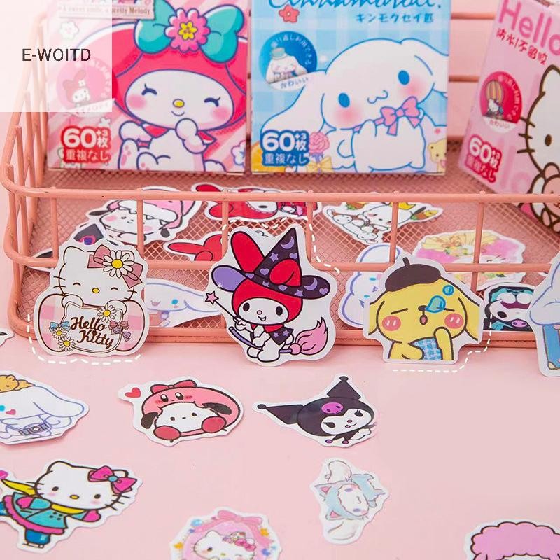 E-woitd 60 Cái / hộp Sanrio Dán Hello Kitty Kuromi Cinnamoroll Tài Khoản Tay Phim Hoạt Hình ...
