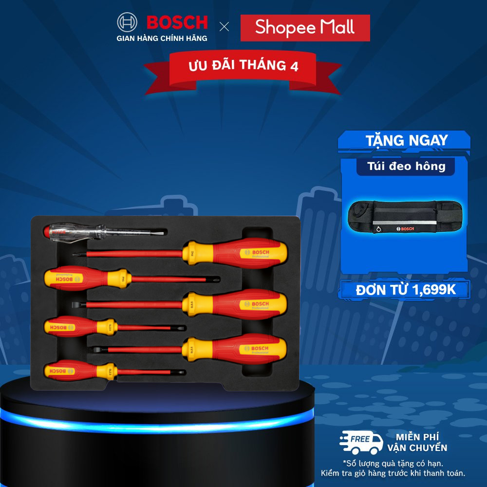 Bộ tua vít cách điện VDE 7 món đầu SL/PH và đầu bông TX Bosch chất lượng chuẩn Đức | Shopee Việt Nam