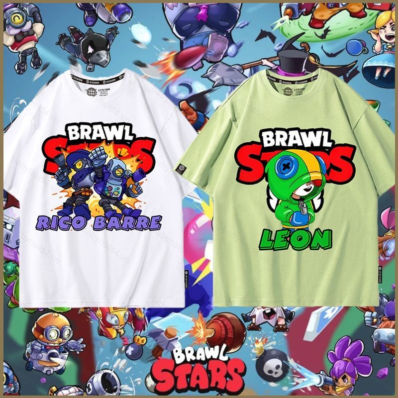 BD4 Brawl Stars Spike Leon Áo thun trò chơi hoạt hình mùa hè Anime Áo ...