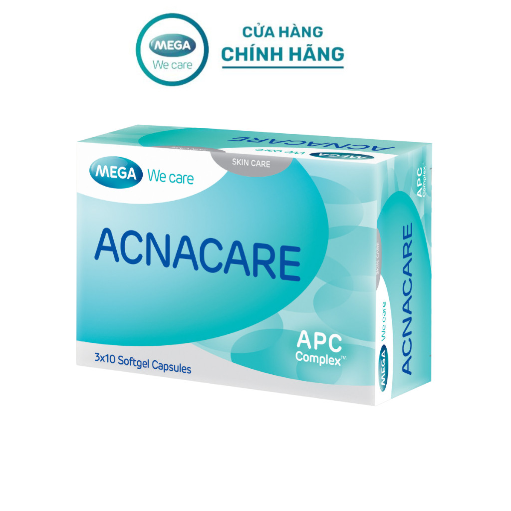 Viên uống giảm mụn, giảm nhờn - Kẽm, Crôm, D.Salina, Vitamin C, Vitamin E - ACNACARE Mega We ...