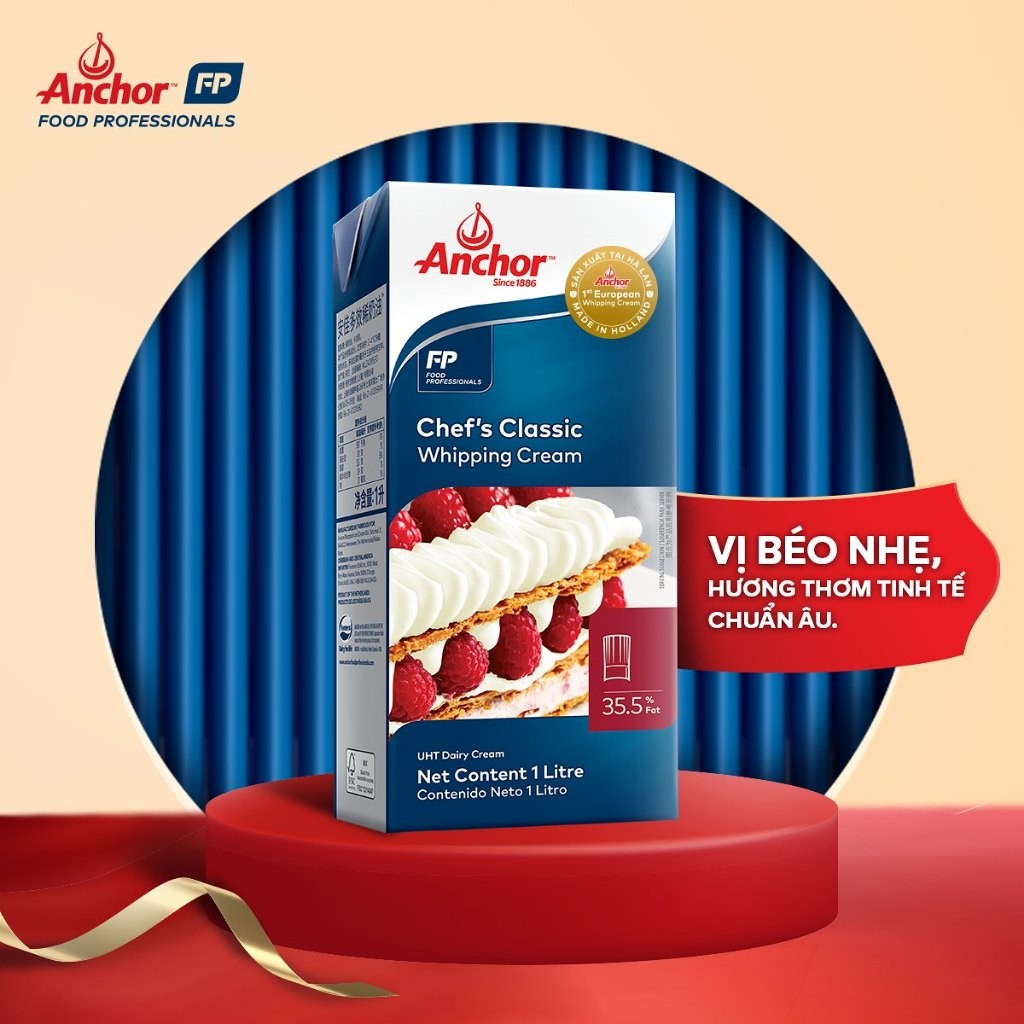 Whipping Cream Anchor Chef’s Classic hộp 1Lít (Nguyên thùng 12 hộp giá ...