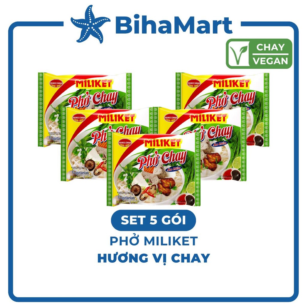 [SET 5 GÓI] - COLUSA- Phở Miliket vị Chay, Phở Miliket chay, Miliket ...